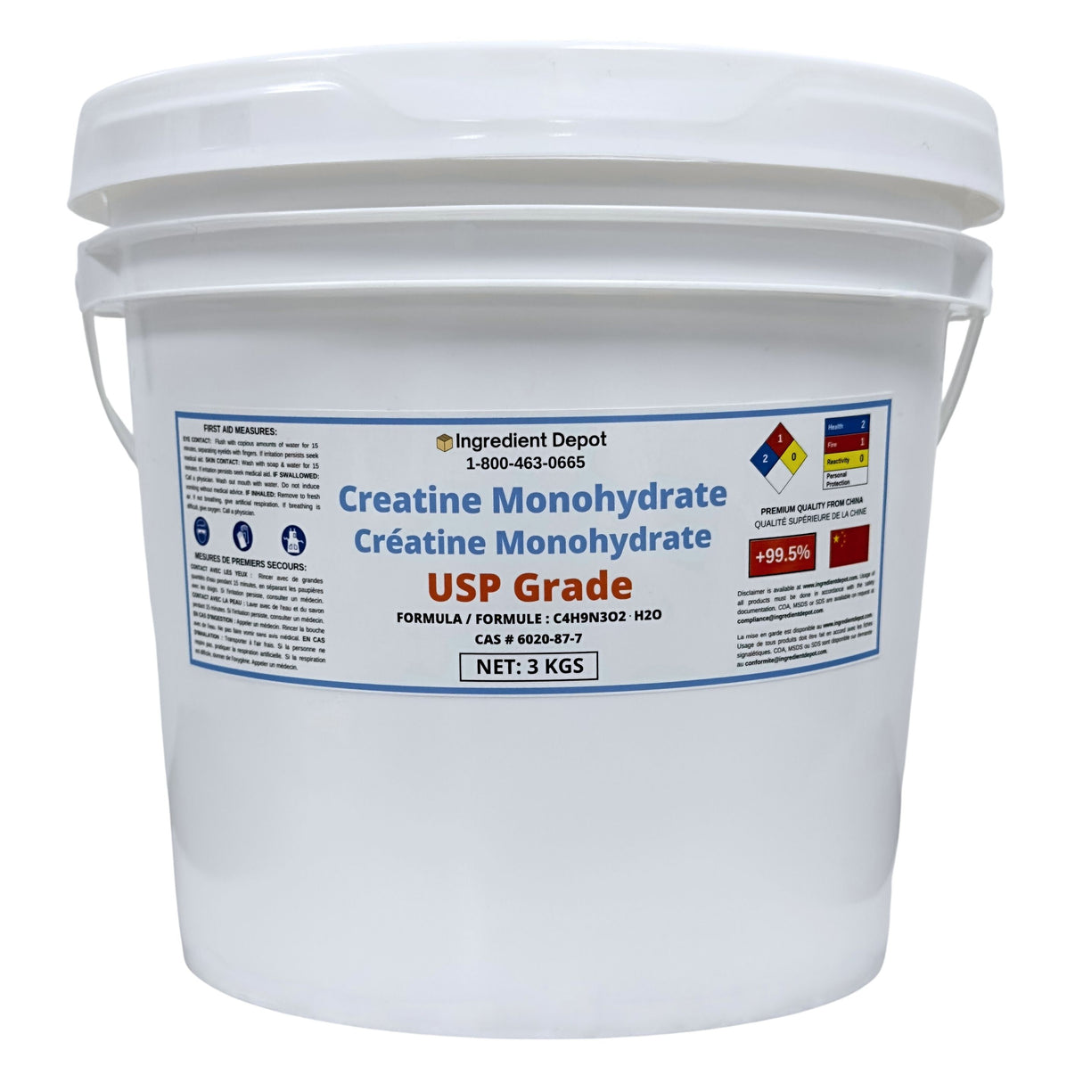 Creatine Monohydrate USP Grade 3 kgs – Ingredient Depot