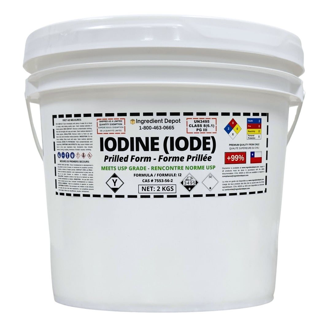 Iodine Prilled 99.8% | 50g to 50kg Options | USP Grade – Ingredient Depot