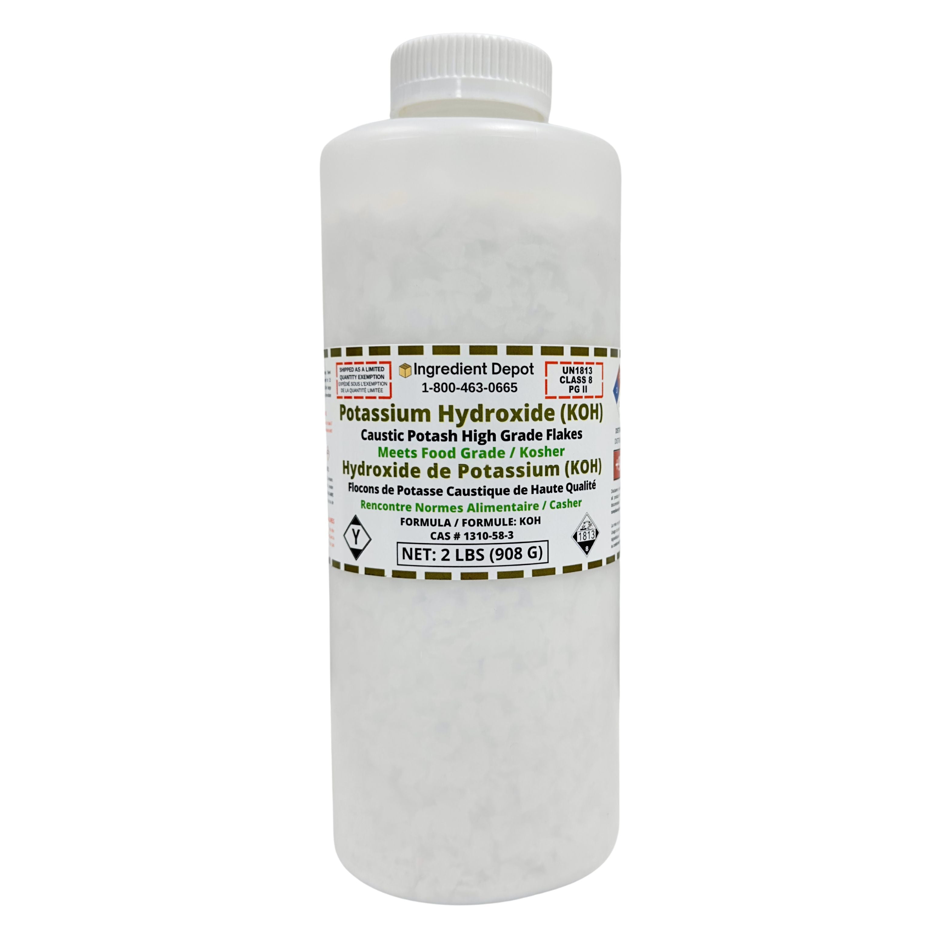Potassium Hydroxide (KOH or Caustic Potash) Flakes 1 jar x 2 lbs ...