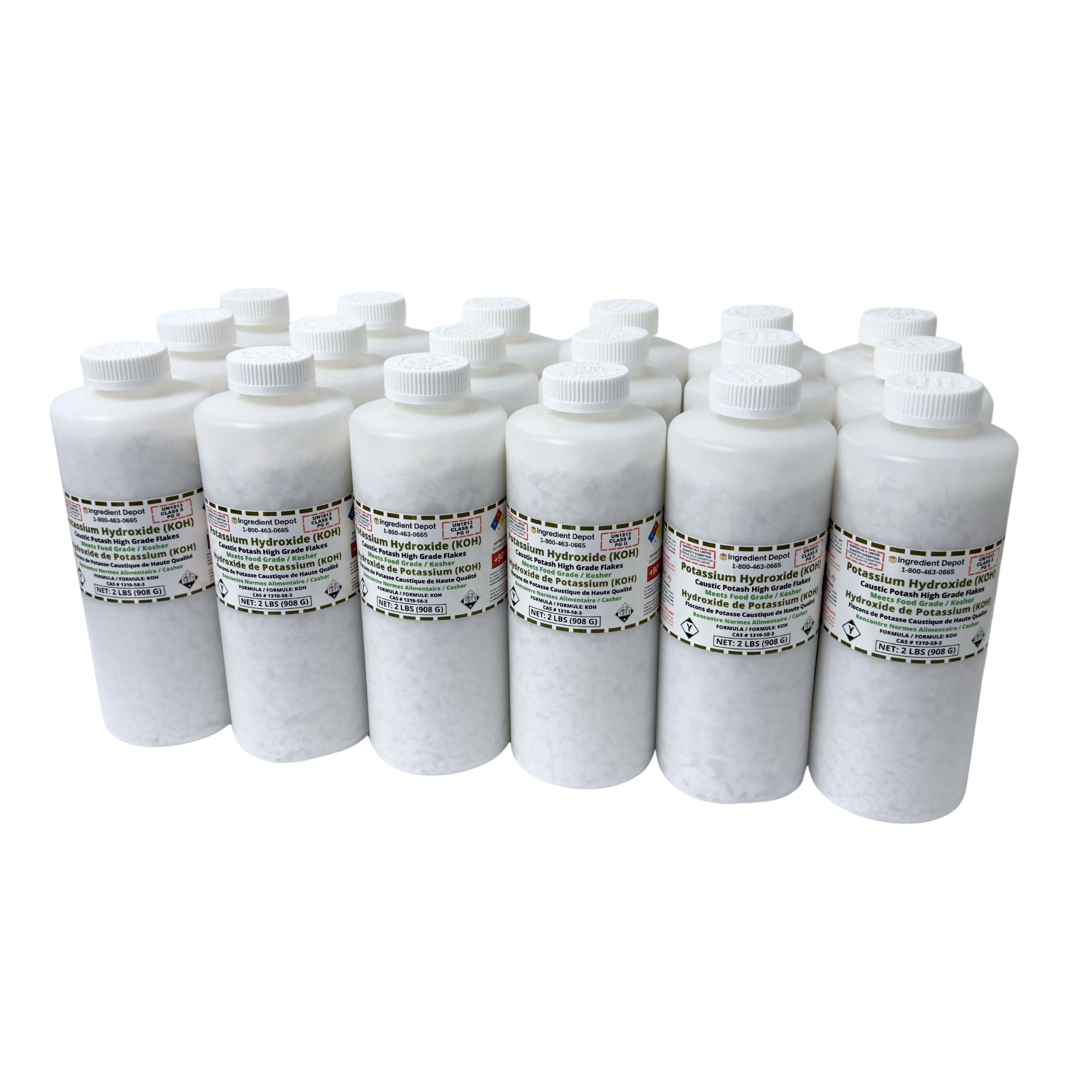Potassium Hydroxide (KOH or Caustic Potash) Flakes 18 jars x 2 lbs ...