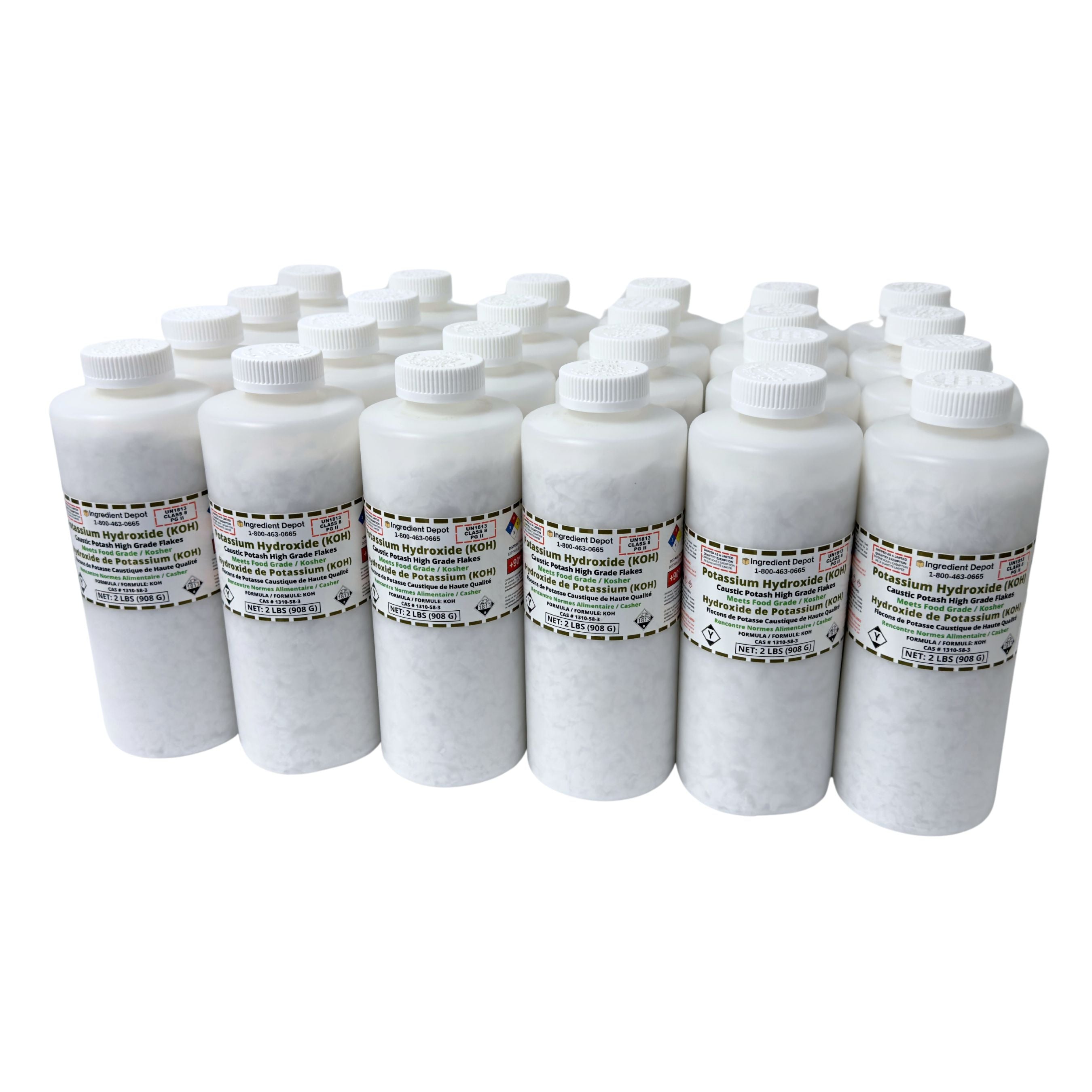 Potassium Hydroxide (KOH or Caustic Potash) Flakes 24 jars x 2 lbs ...