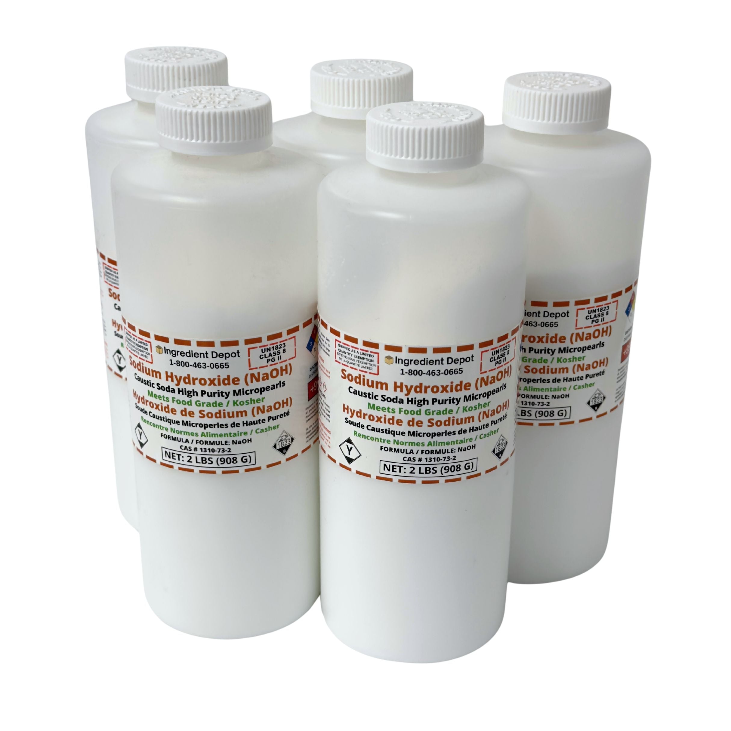 Sodium Hydroxide (NaOH or Caustic Soda) Micropearls 5 jars x 2 lbs ...