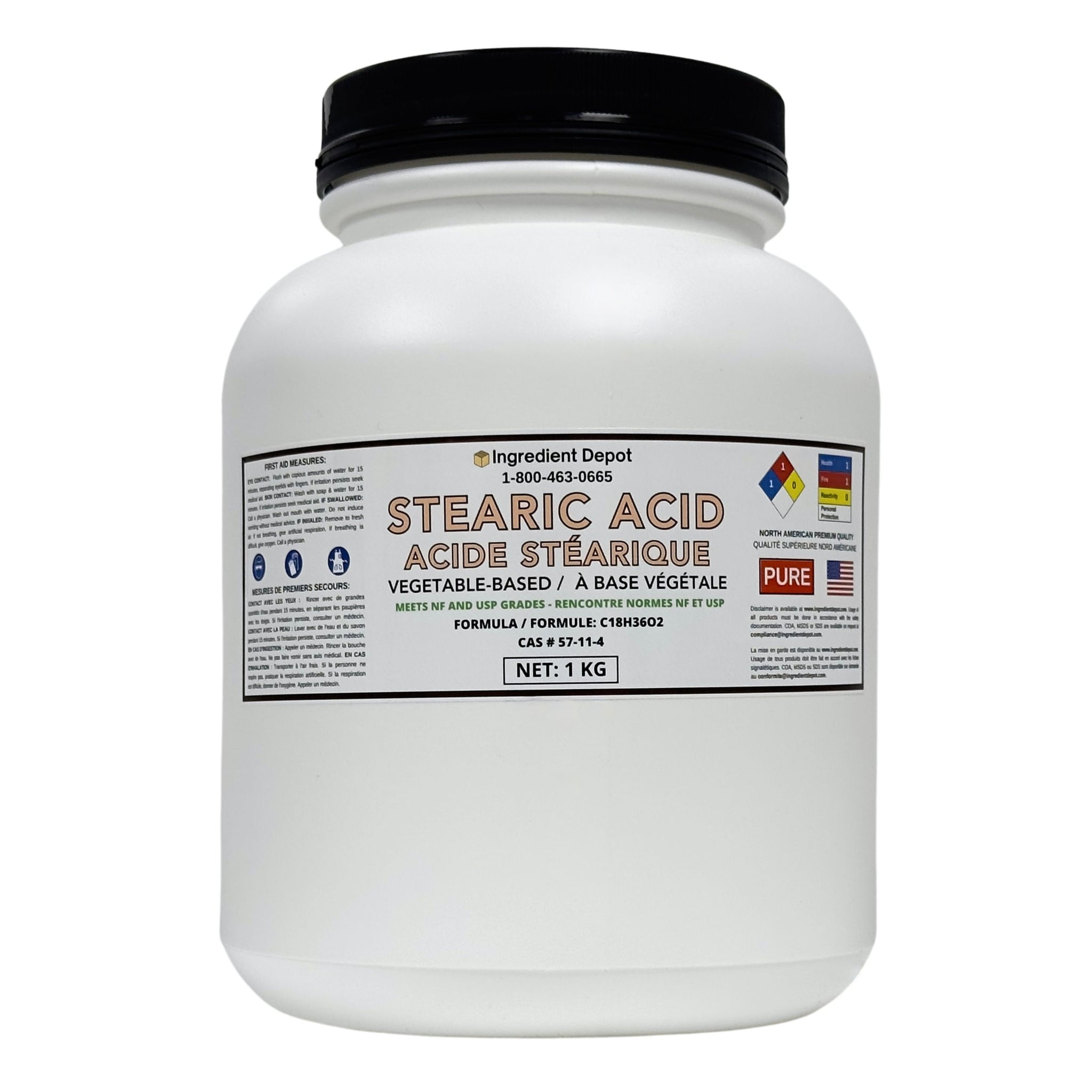 Stearic Acid, Vegetable-Based, NF and Food Grade 1 kg – Ingredient Depot